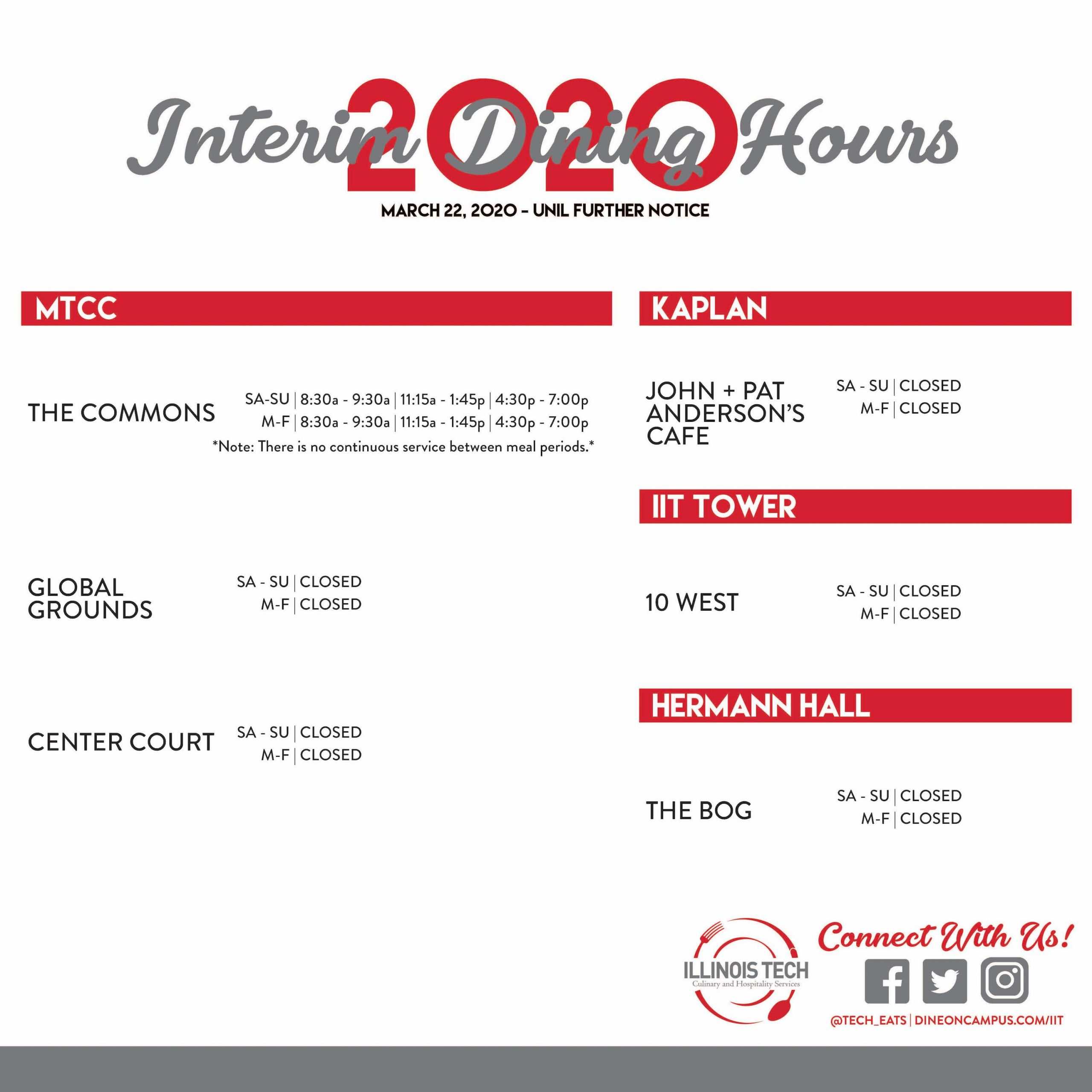 Interim Dining Hours